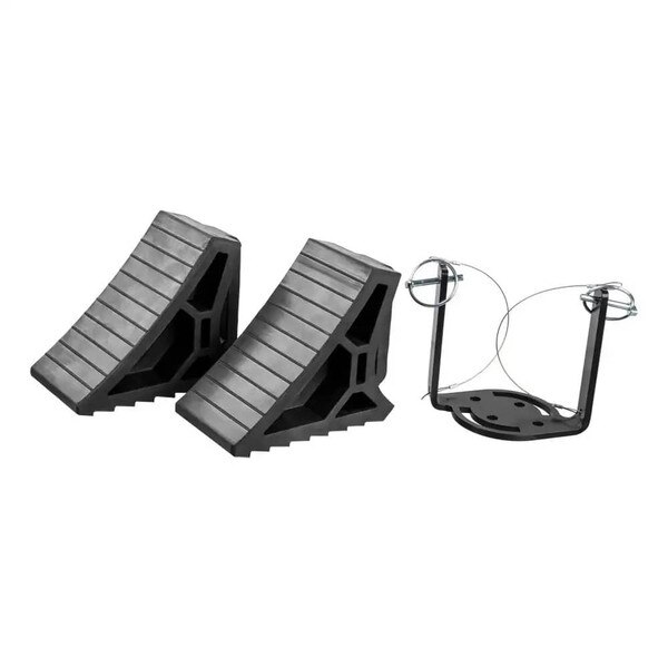 HD WHEEL CHOCKS 2-PACK WITH MOUNTING BRACKET